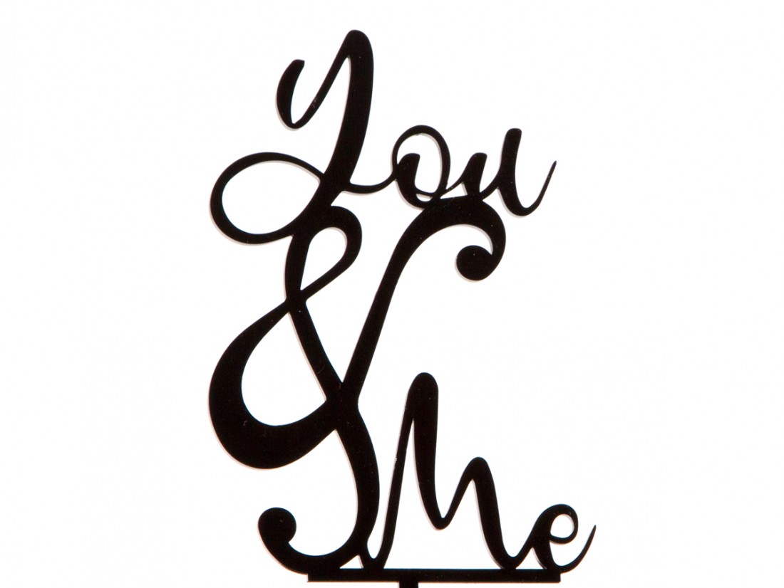 'You & Me' Cake Topper - Acrylic Black, White, Gold Mirror, Silver ...